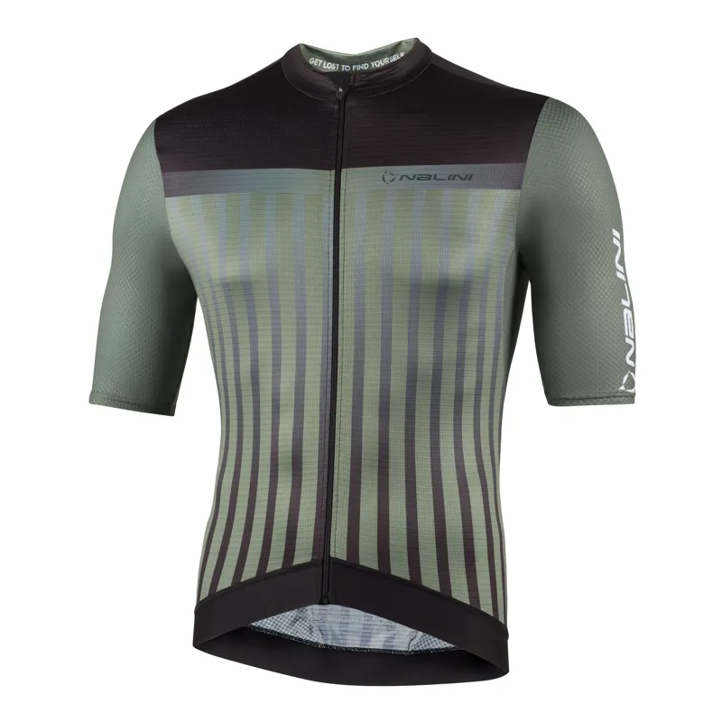 Nalini New Respect Road Cycling Jersey in Black/Olive Green