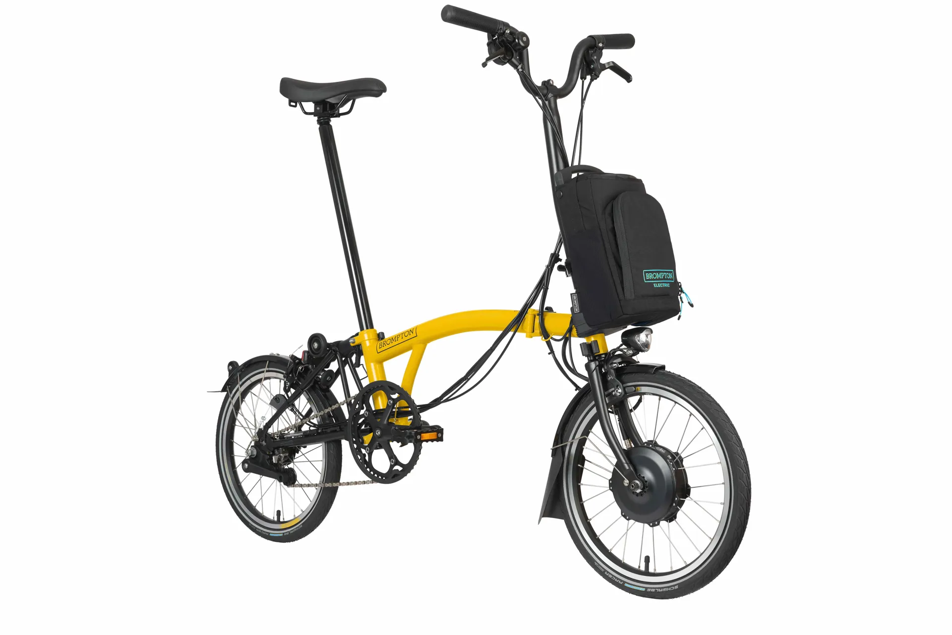 Brompton Electric C-Line H6l Explore High Bar Folding Bike in Bumblebee ...